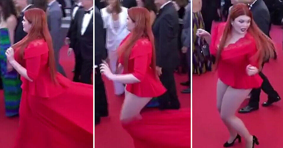 Model wird Kleid entrissen: Yulia Rybakova ohne Rock auf dem roten ...