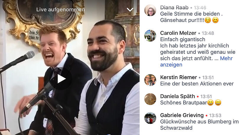 Sebastian Winkler und Sascha Seelemann von BAYERN 3 singen auf einer ...